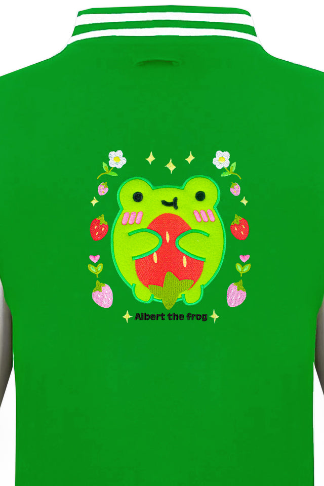 Strawberry Albert Embroidered Varsity Jacket